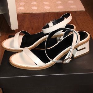 Tibi | Shoes | Tibi Ivory Leather Heel Sandals In Size 375 | Poshmark